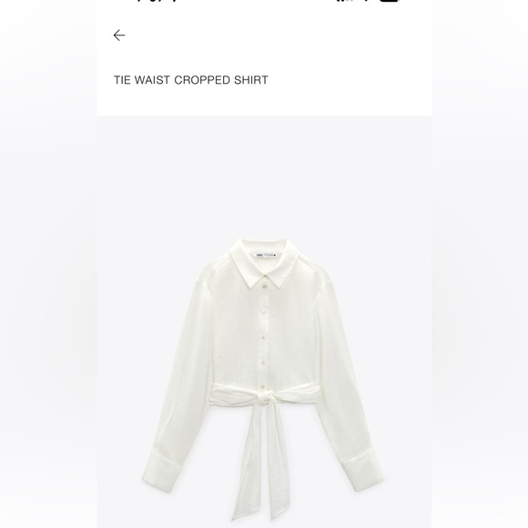 Zara | Tops | Zara Tie Waist Cropped Shirt | Poshmark